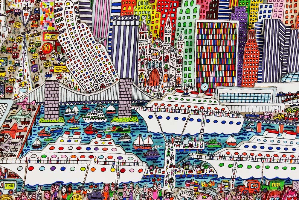 James Rizzi - All Roads lead to NEW York City - handsigniert