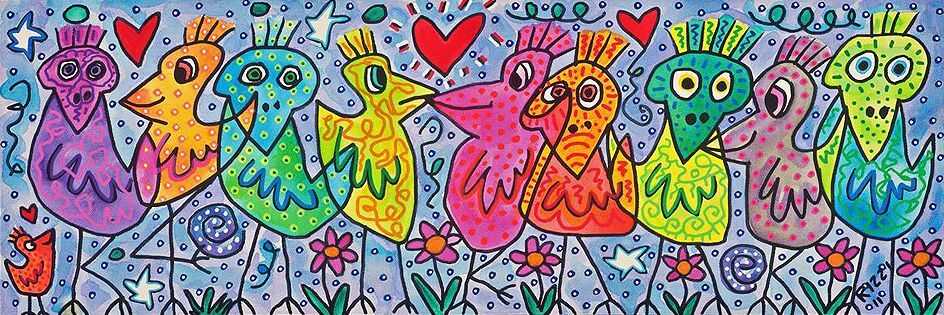 James Rizzi Bilder - A BUNCH of beautiful birds - Jetzt preiswert kaufen